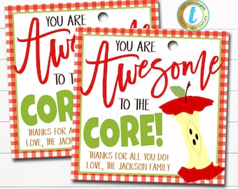 You Are Awesome to the Core Apple Sign, Staff Teacher Appreciation Week ...