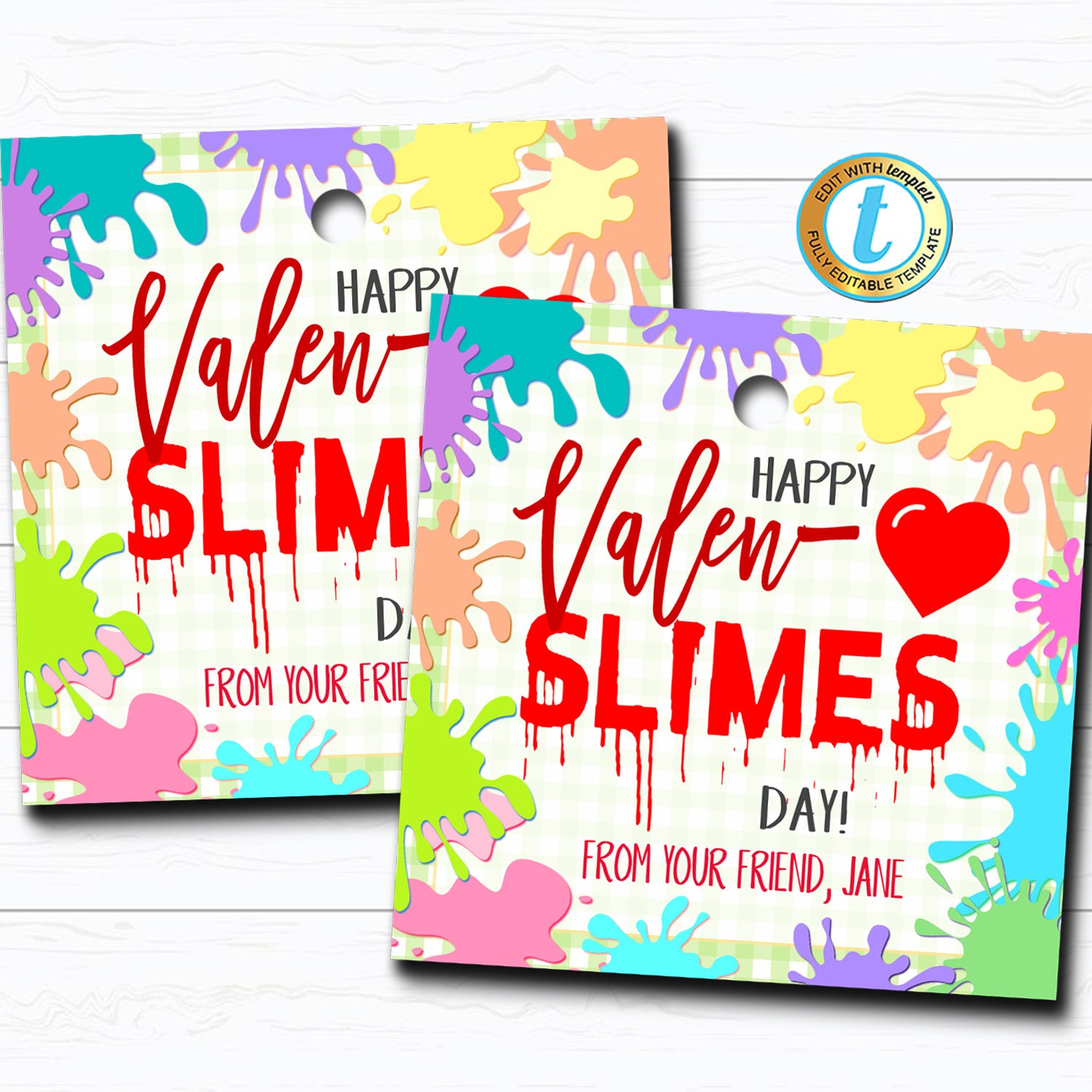 Valentine Slime Tags Happy Valen-slimes Day Tag Kid - Etsy