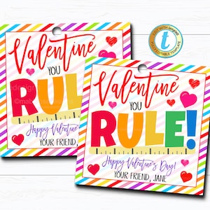 Valentine Ruler Gift Tags, You Rule School Supplies Valentine Tag ...