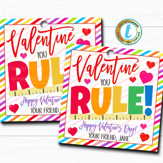Valentine Ruler Gift Tags You Rule School Supplies Valentine | Etsy