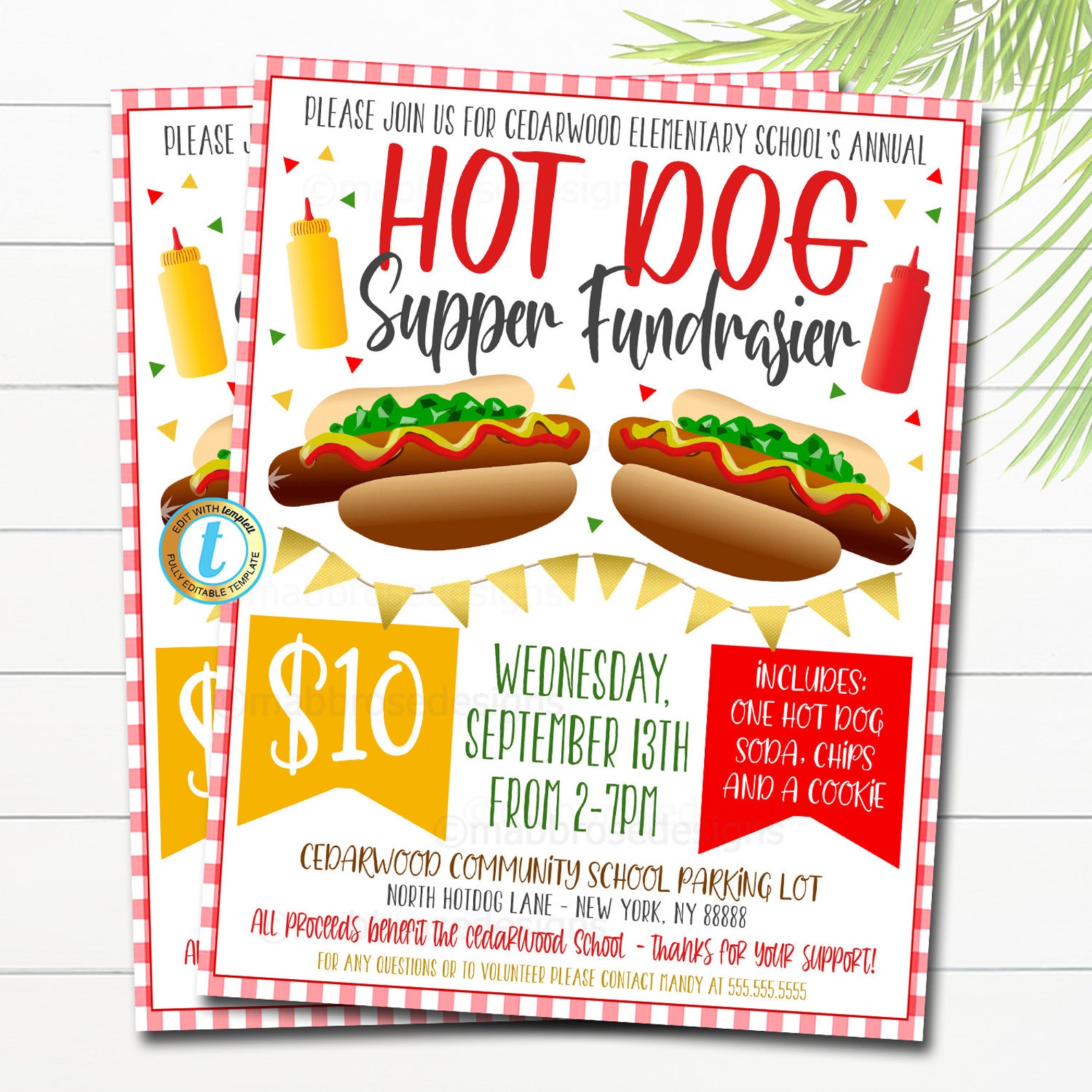 Hot Dog Dinner Flyer Editable Hot Dog Fundraiser Invitation | Etsy