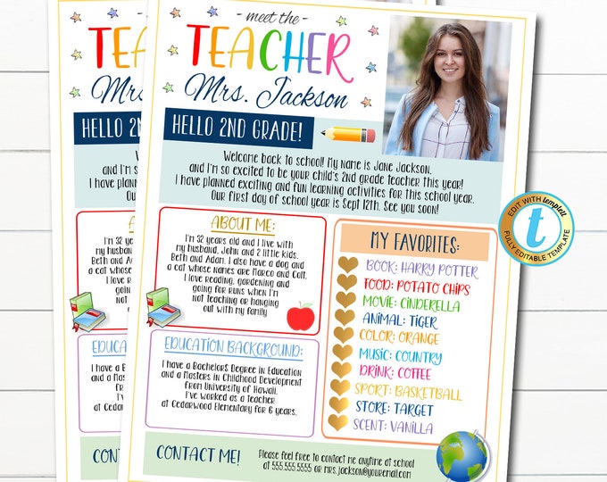EDITABLE Meet the Teacher, Back to School Printable Flyer, INSTANT ...