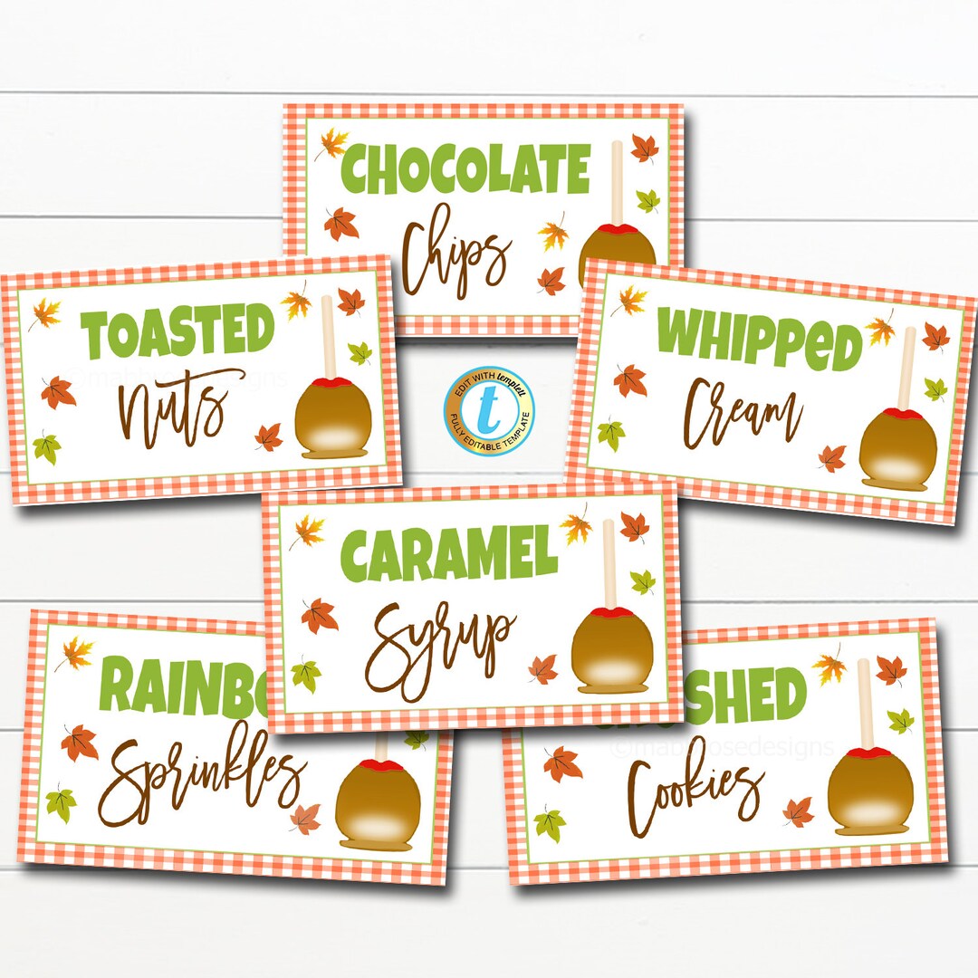 Caramel Apple Bar Food Tent Labels, Awesome to the Core Teacher Thank ...