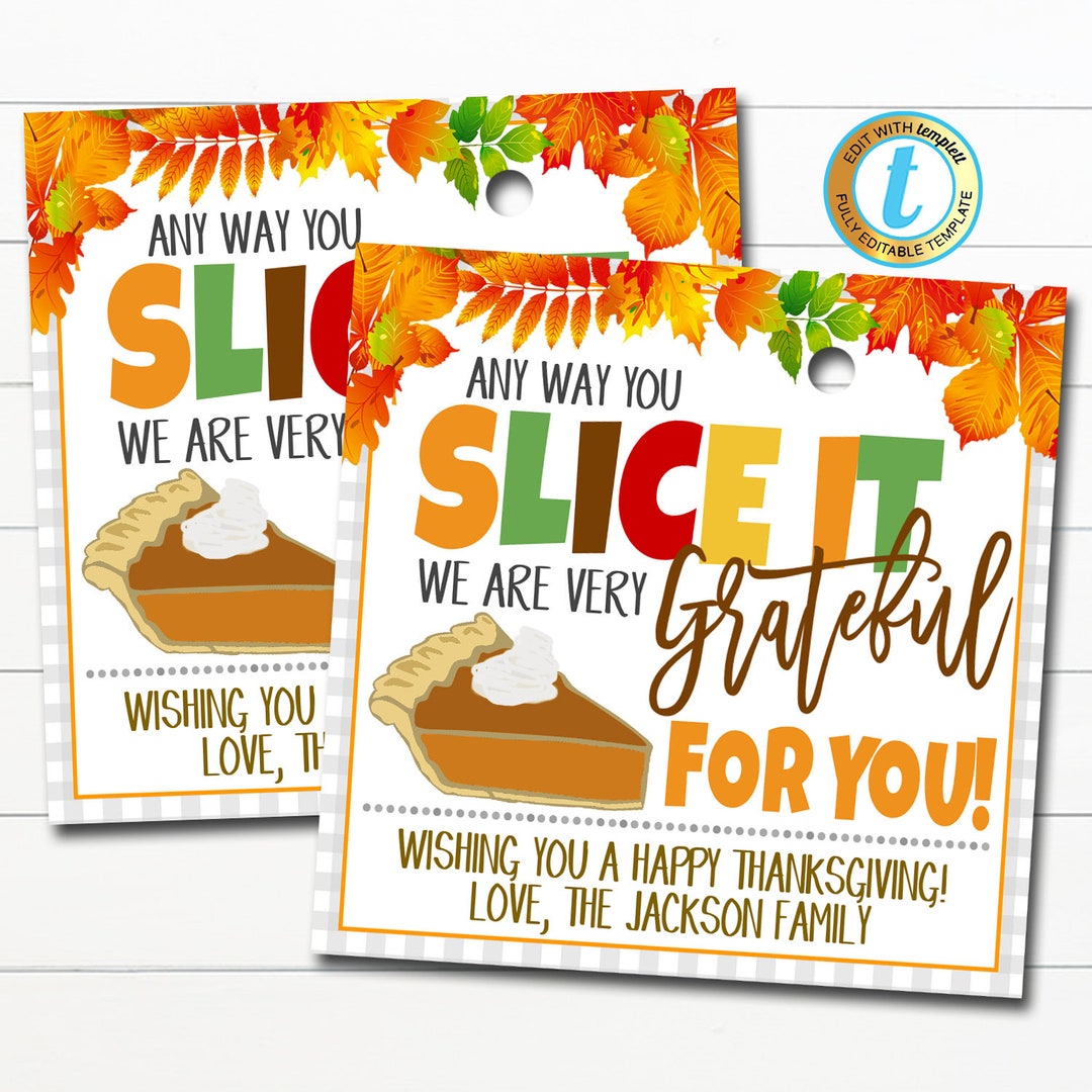 Thanksgiving Gift Tags Grateful for You Pumpkin Pie Label - Etsy