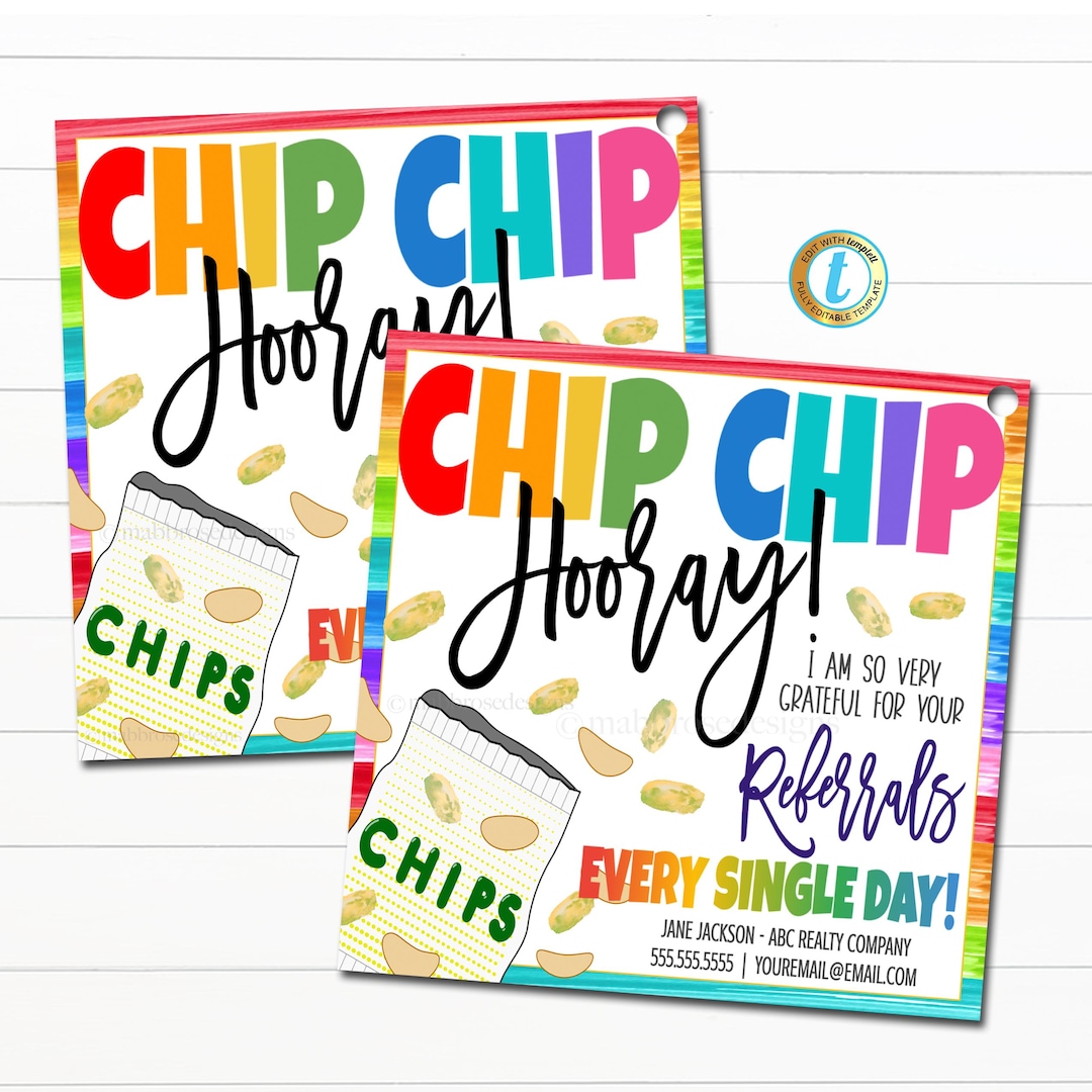 Chips Pop by Gift Tags, Chip Chip Hooray Referrals Marketing Idea ...