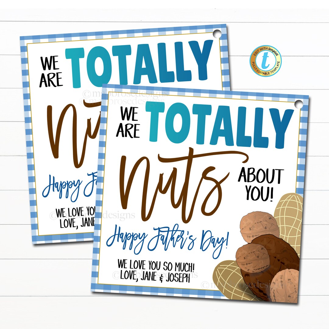 Father's Day Nuts Tag, Fathers Day Handout, Dad's Day Gift Printable ...