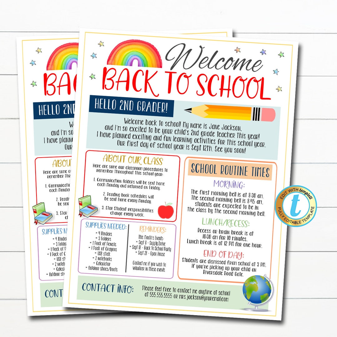 EDITABLE School Newsletter, Back to School Letter, Welcome Back to ...
