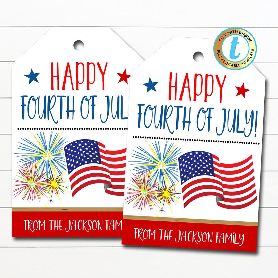 Fourth of July Gift Tag Fireworks Sparkler Gift Tag Party - Etsy