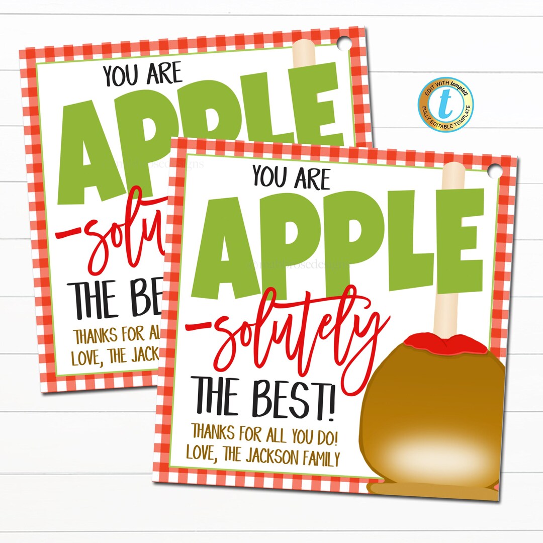 Caramel Apple Appreciation Gift Tags, You Are APPLESOLUTELY the Best ...