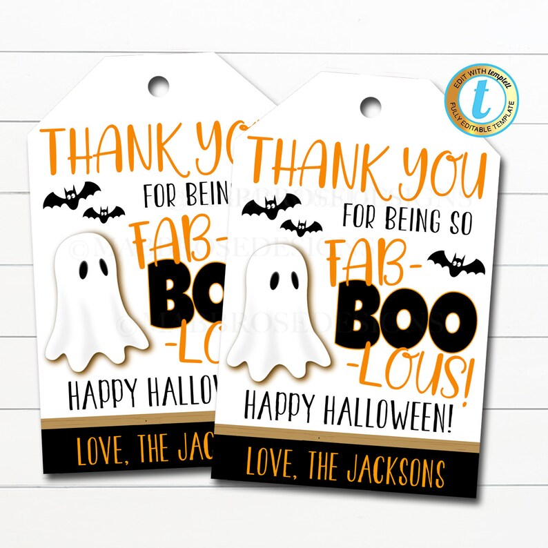 Halloween Gift Tags, Halloween Appreciation Favor Tags, Thanks for ...