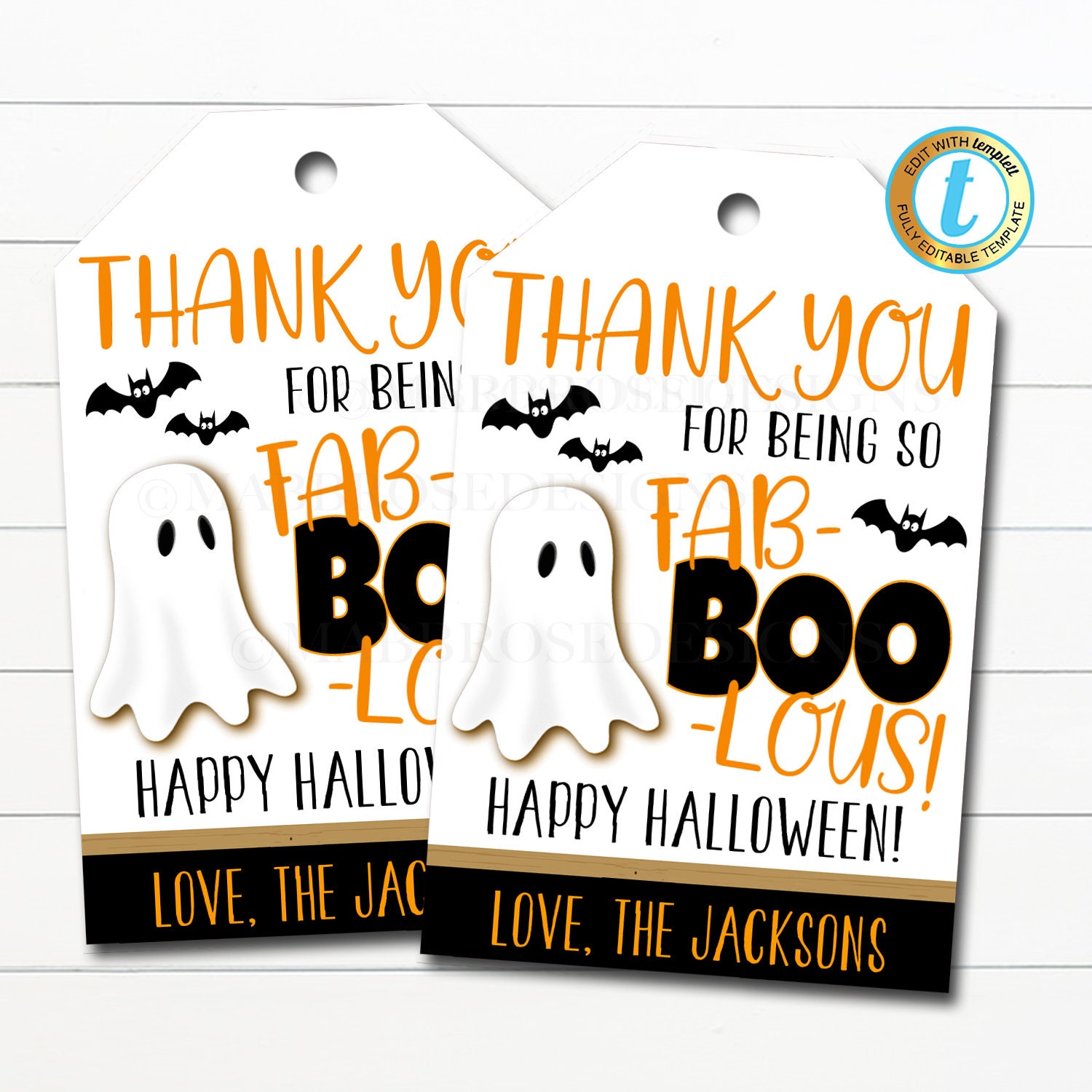 Halloween Gift Tags, Halloween Appreciation Favor Tags, Thanks for ...