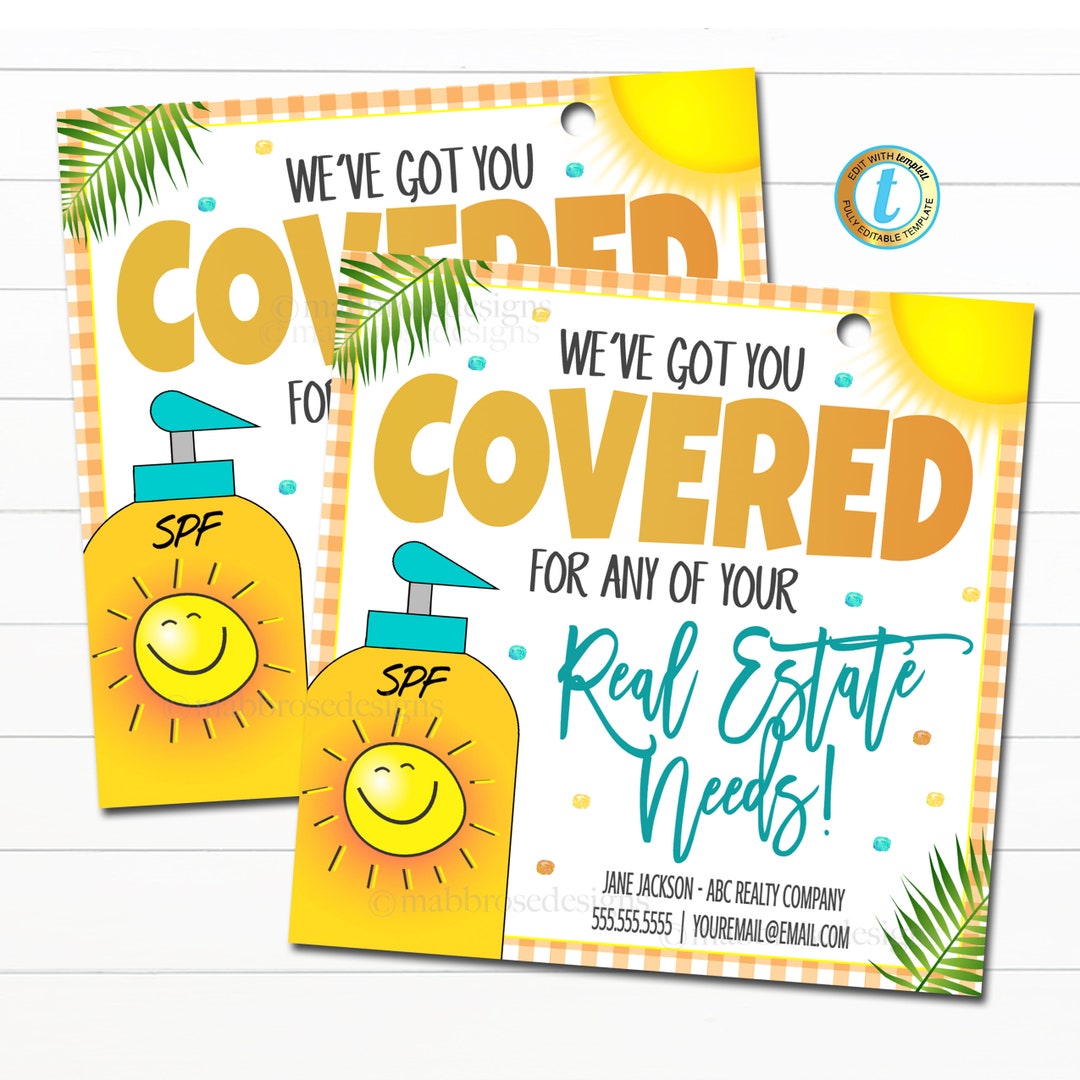 We've Got You Covered for Your Real Estate Needs, Realtor Sunscreen Pop ...