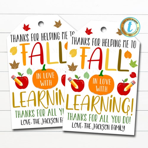 Autumn Treat Thank You Tag Fall Appreciation Gift Tags - Etsy