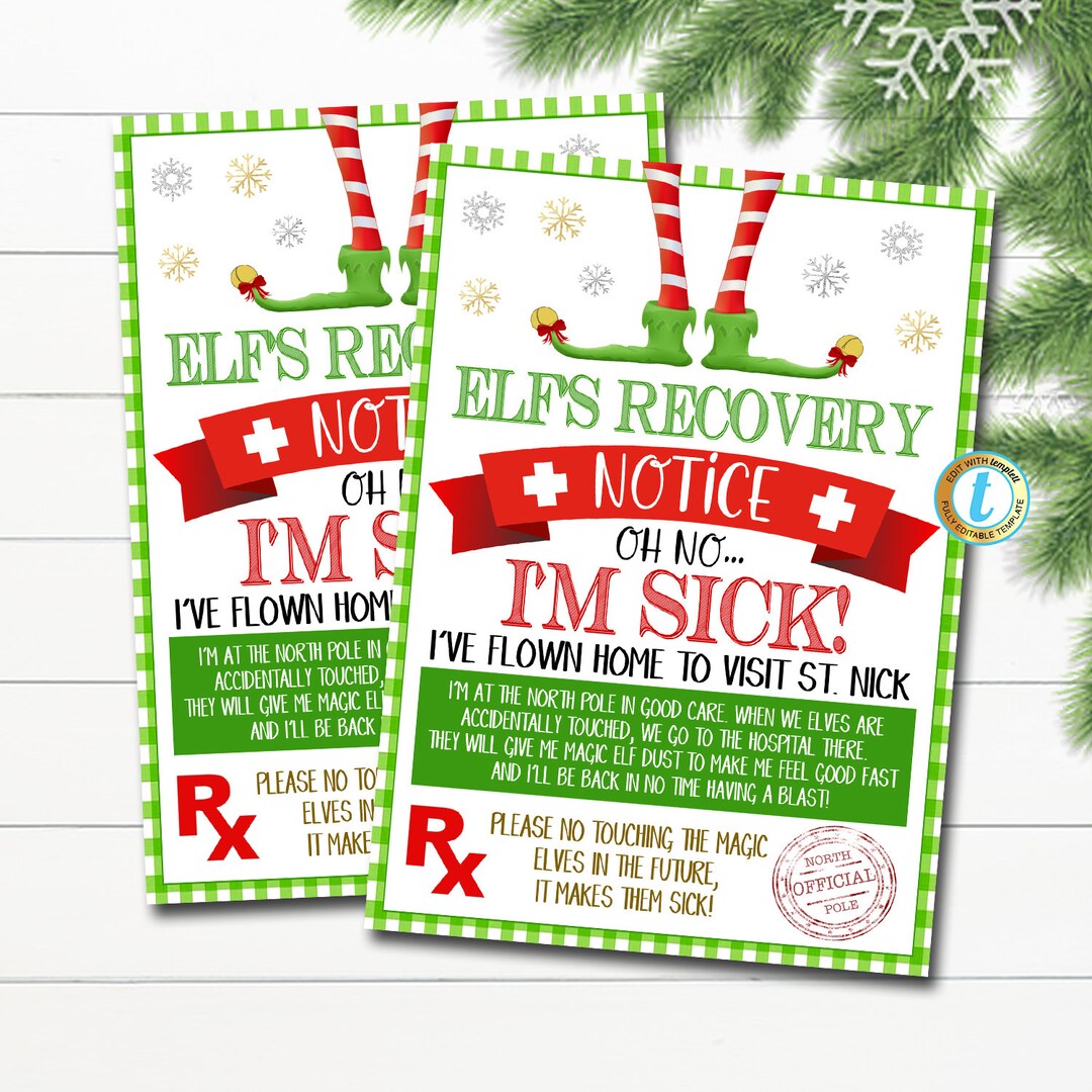 Elf Recovery Notice Printable, Christmas Kids Holiday Elf Idea Activity ...