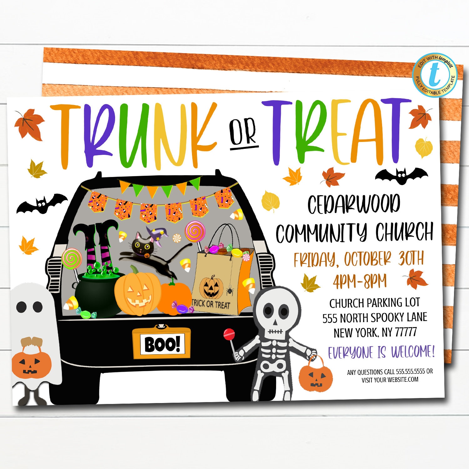 EDITABLE Trunk or Treat Invitation Printable Halloween Invitation ...