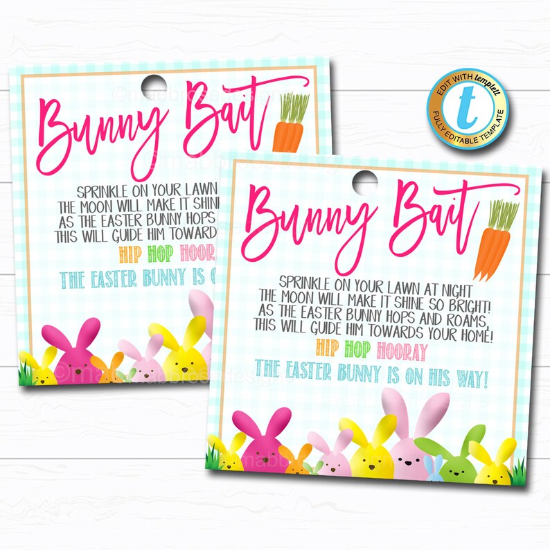 Easter Bunny Bait, Printable Gift Tags, Kids Easter Eve Activity ...