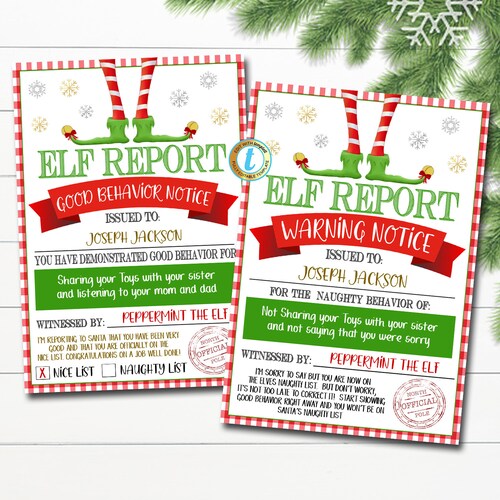 Elf Report Notice Printables Warning Notice and Good Behavior - Etsy