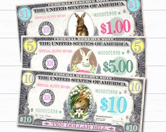 Easter Bunny Dollar Bill | Etsy