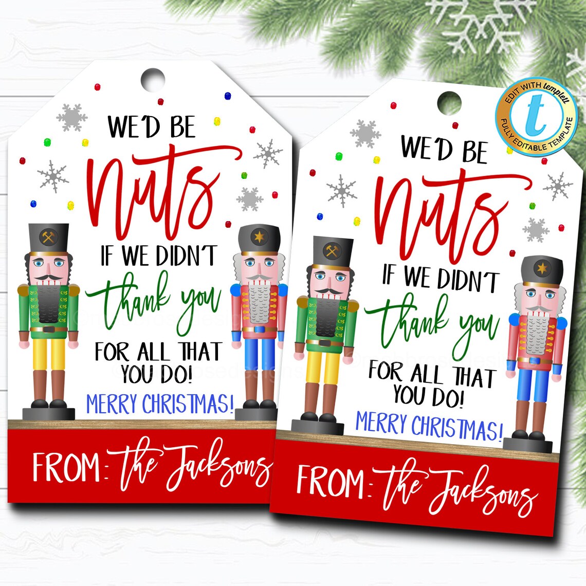 Christmas Nutcracker Gift Tags Holiday Candy Chocolate Nuts - Etsy