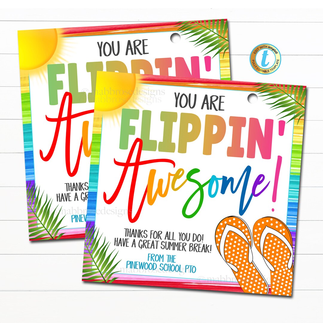 Flip Flop Appreciation Gift Tag, School Pto Pta Thanks for Being ...