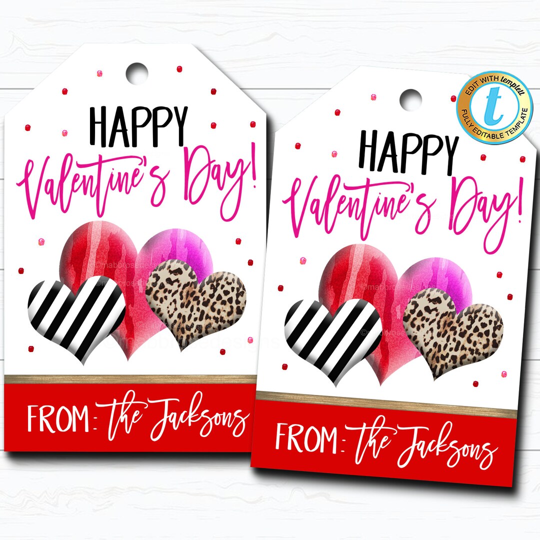 Valentine Gift Tags, Happy Valentine's Day Candy Chocolate Cookie Treat ...