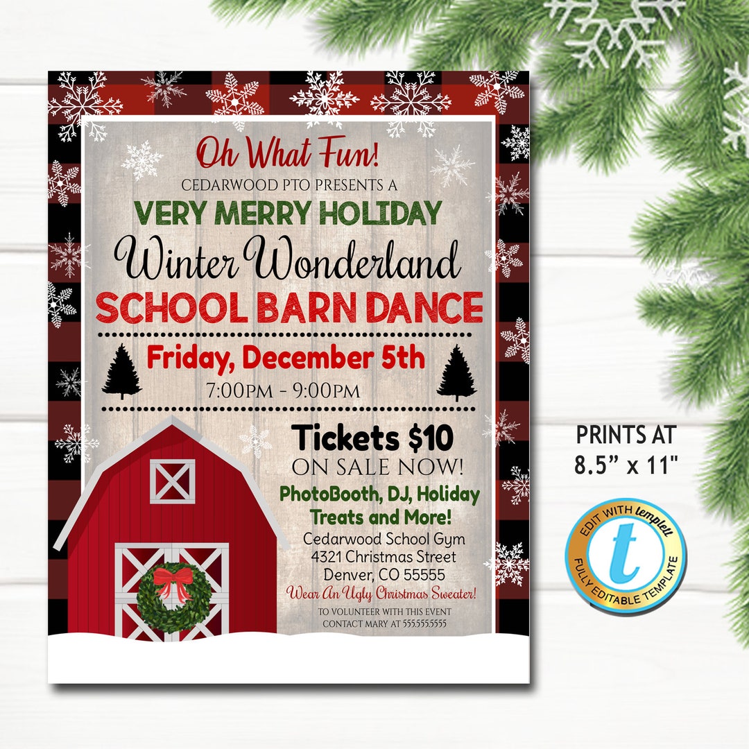 Winter Dance Flyer, Christmas School Dance, Church Pto Pta, Holiday ...