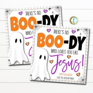 Halloween Religious Gift Tag, No Boo-dy Loves You Like Jesus, Church ...