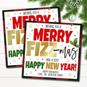 Merry Fizz-mas Christmasgift Tags, Happy Holiday Staff School Teacher ...