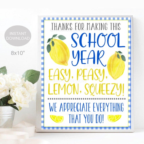 Teacher Appreciation Week Itinerary Easy Peasy Lemon Squeezy - Etsy