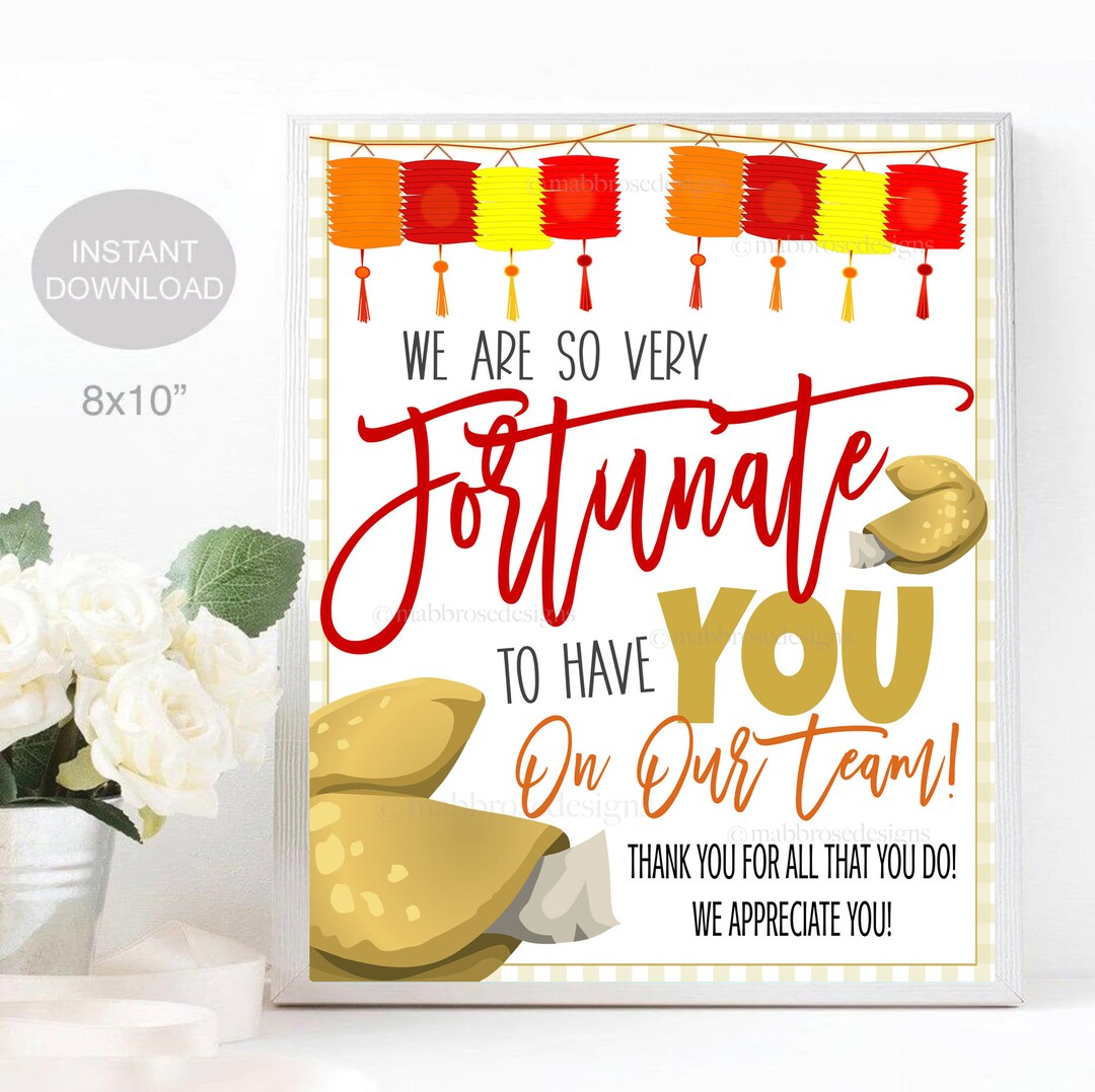 Fortune Cookie Thank You Sign, Appreciation Week Teacher Staff Employee ...