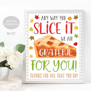 Thanksgiving Grateful for You Pie Sign, Fall Appreciation Decor, Fall ...