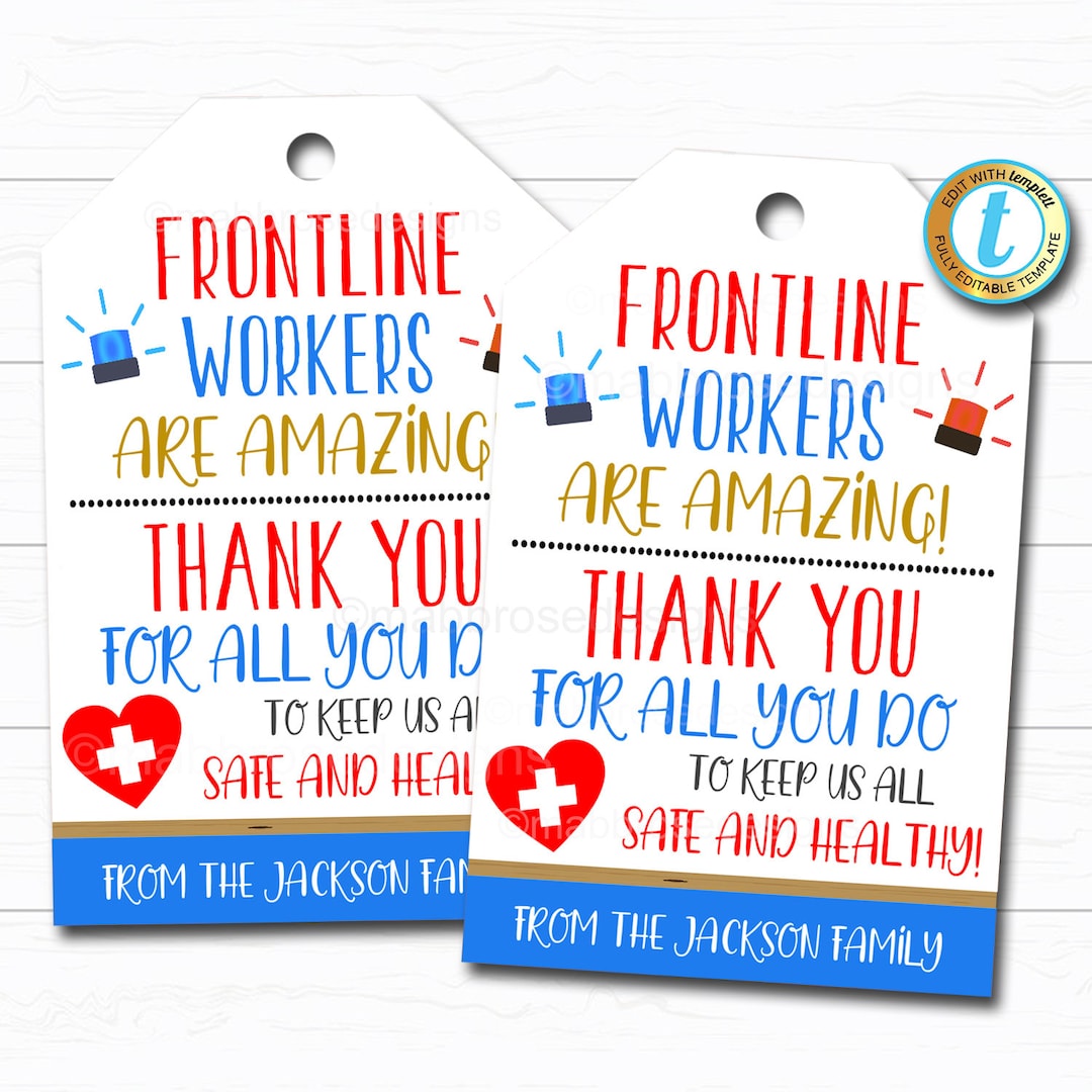 Frontline Workers Appreciation Gift Tag, Thank You Gift Nurse First ...