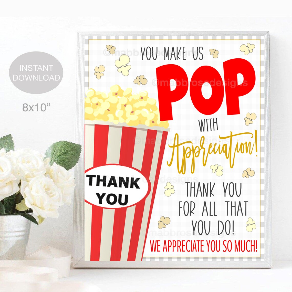 Popcorn Appreciation Sign Volunteer Teacher Staff Employee - Etsy