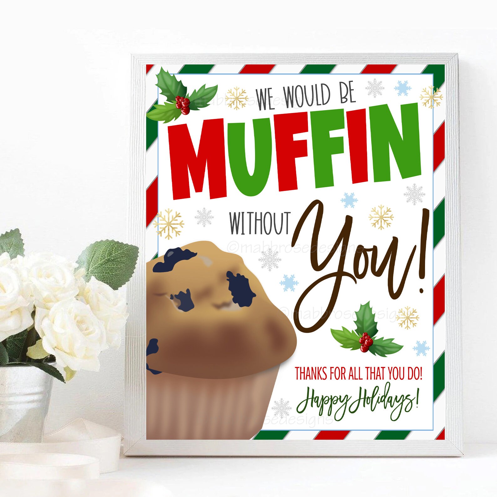Christmas Muffin Without You Thank You Appreciation Sign - Etsy