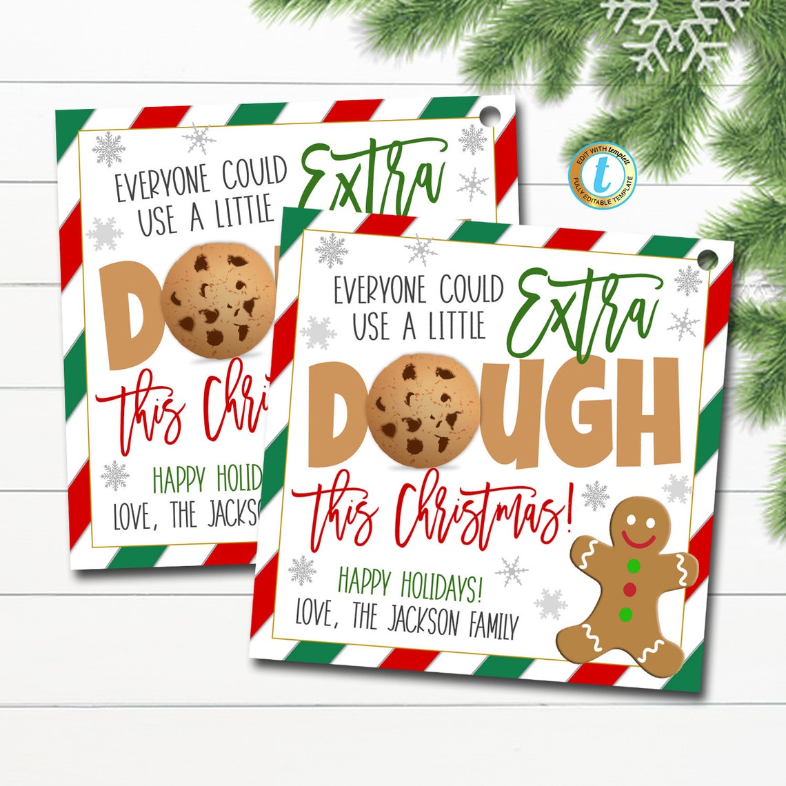 Extra Dough Christmas Cookie Gift Tag Holiday Sweet Treat - Etsy