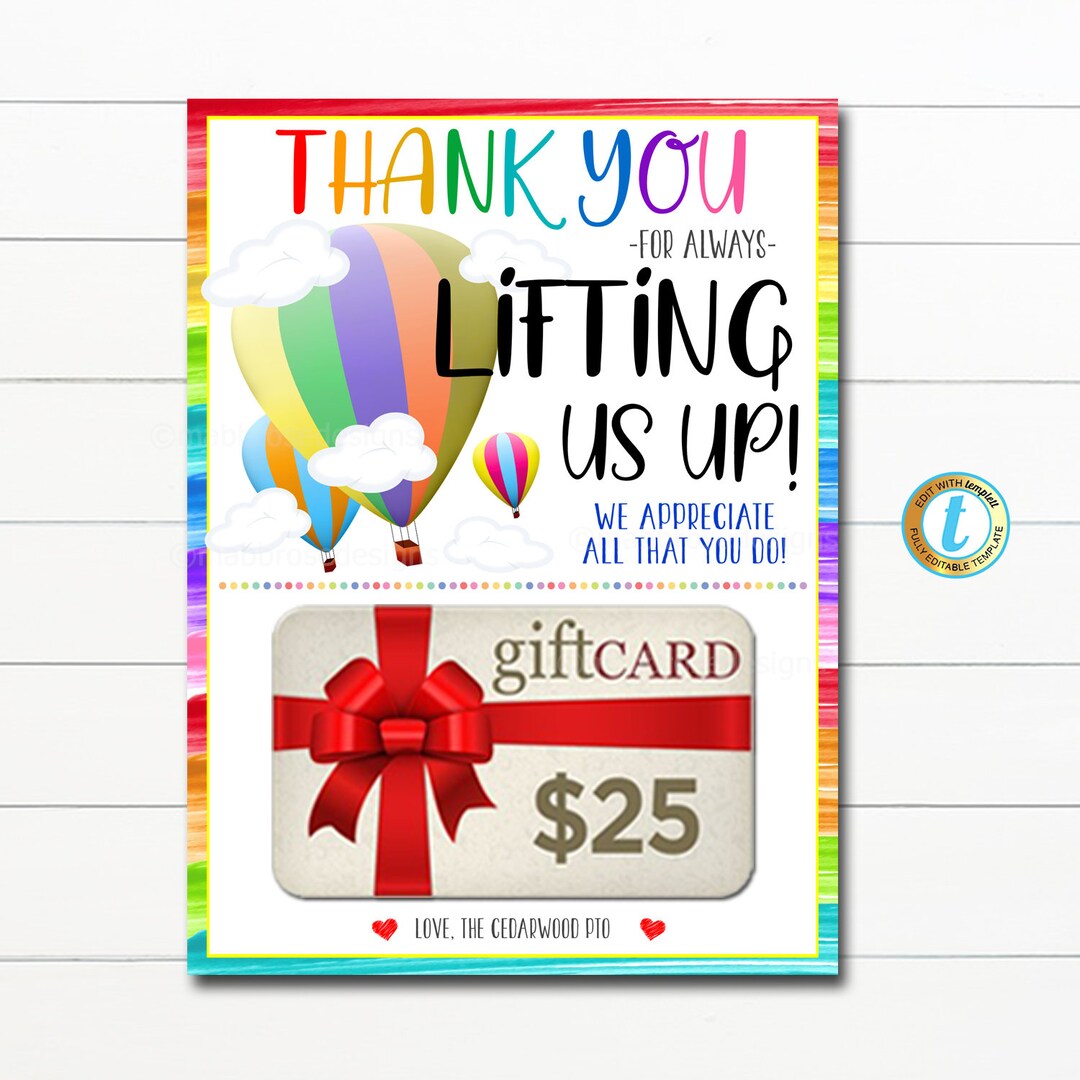 Lift Us up Teacher Appreciation Week Gift Card Holder, Employee Staff ...
