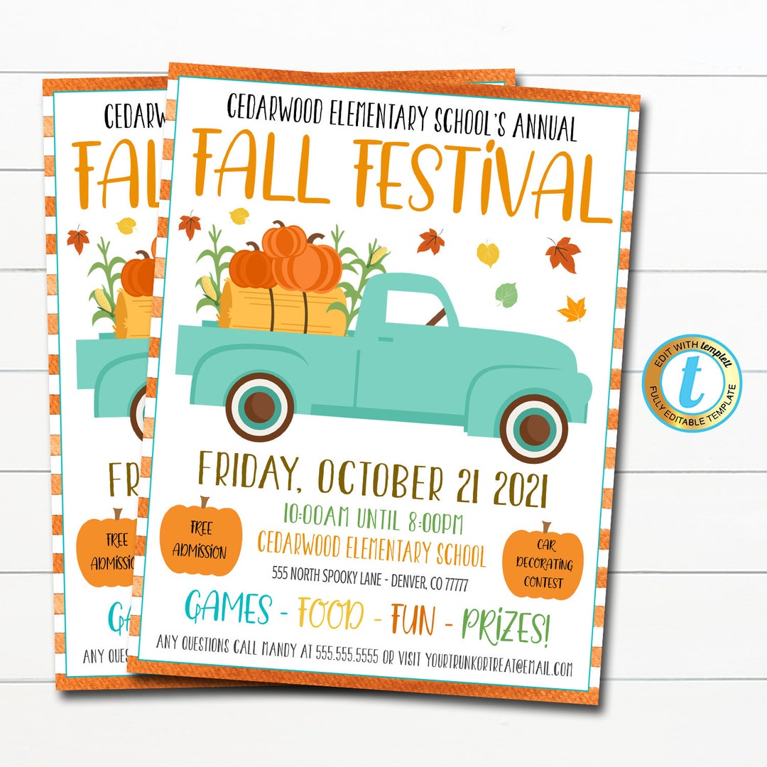 Fall Festival Fall Harvest Flyer, Printable Halloween Invitation ...