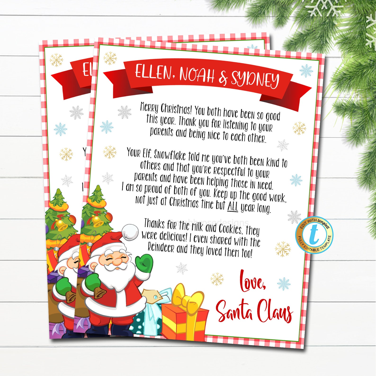 EDITABLE Letter From Santa Printable Santa Letter Instant - Etsy