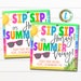 Sip Sip Hooray Summer Vacay Teacher Thank You Tag, Tropical Beach ...