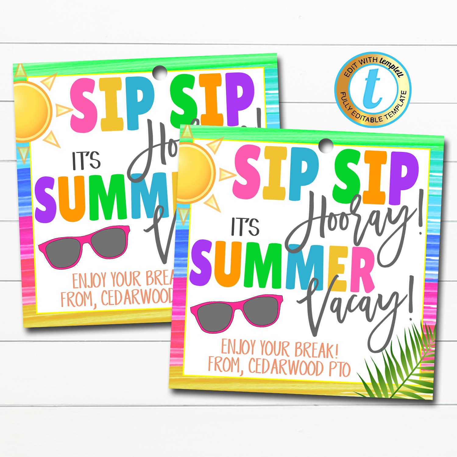 Sip Sip Hooray Summer Vacay Teacher Thank You Tag Tropical - Etsy Canada