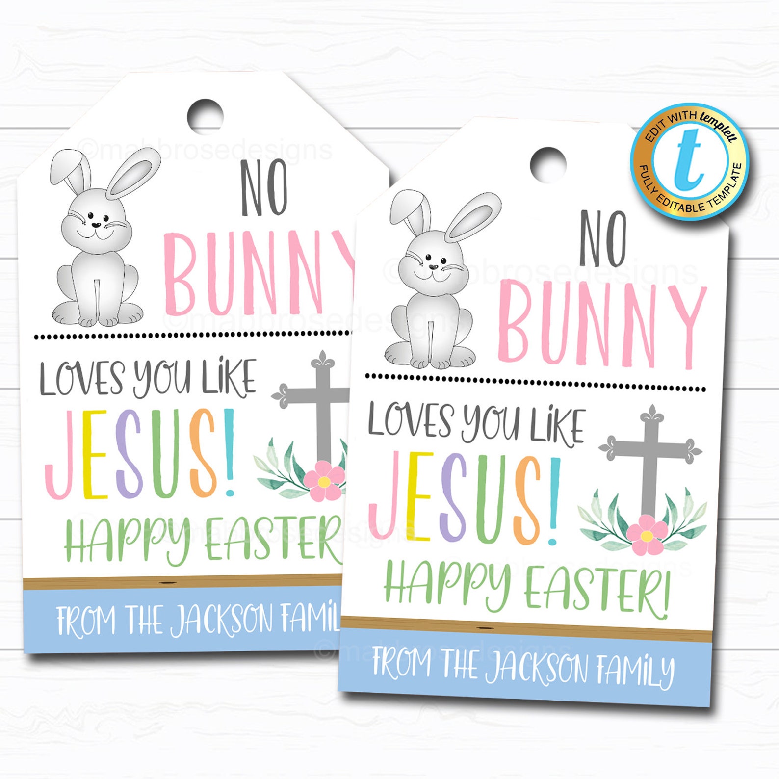 Easter Gift Tags No Bunny Loves You Like Jesus Religious - Etsy