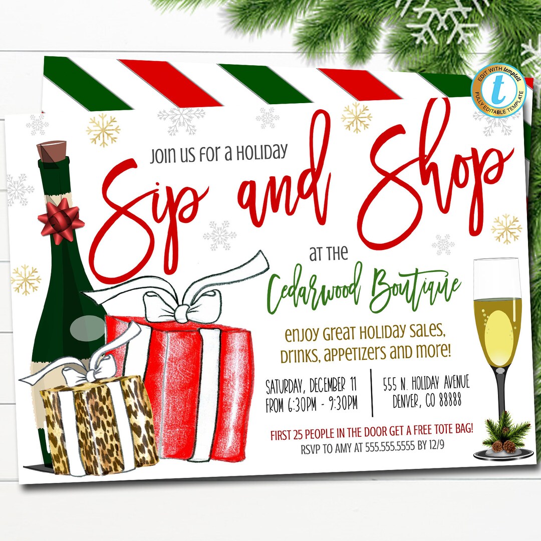 Holiday Open House Invitation, Christmas Boutique Shopping Event School ...