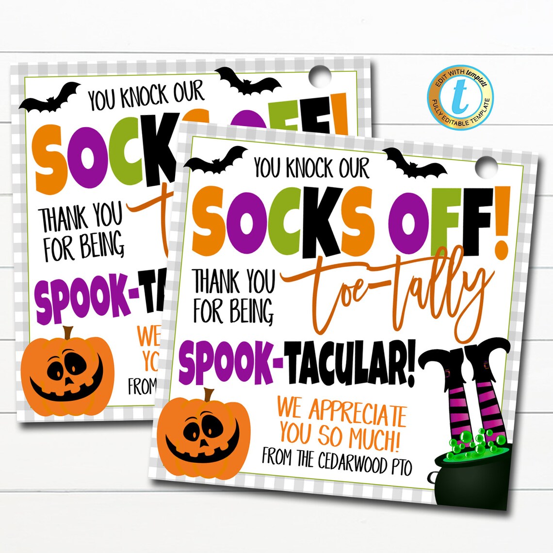 Halloween Sock Gift Tags Staff, Mani Pedi Gift, Toe-tally Amazing ...
