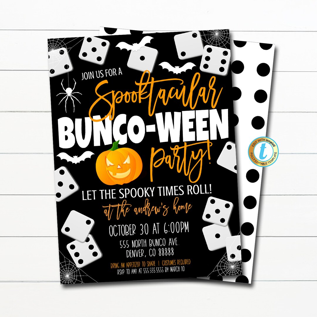 Halloween Bunco Party Invitation, Adult Halloween Games Invite, Fall ...