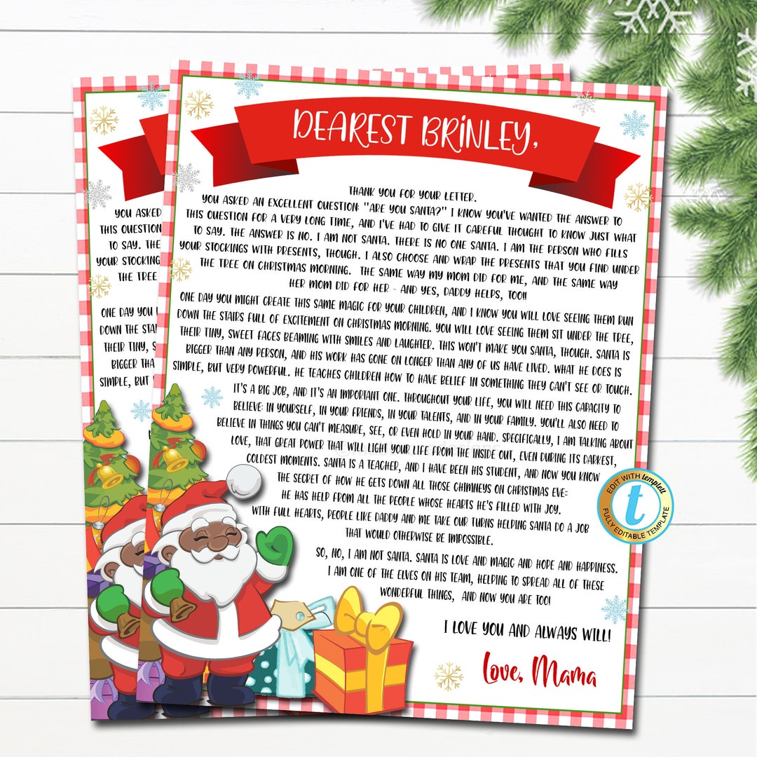 EDITABLE Letter To Explain Santa Letter To Child About Santa Santa