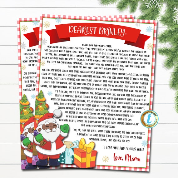 EDITABLE Letter to Explain Santa Letter to Child About Santa - Etsy UK