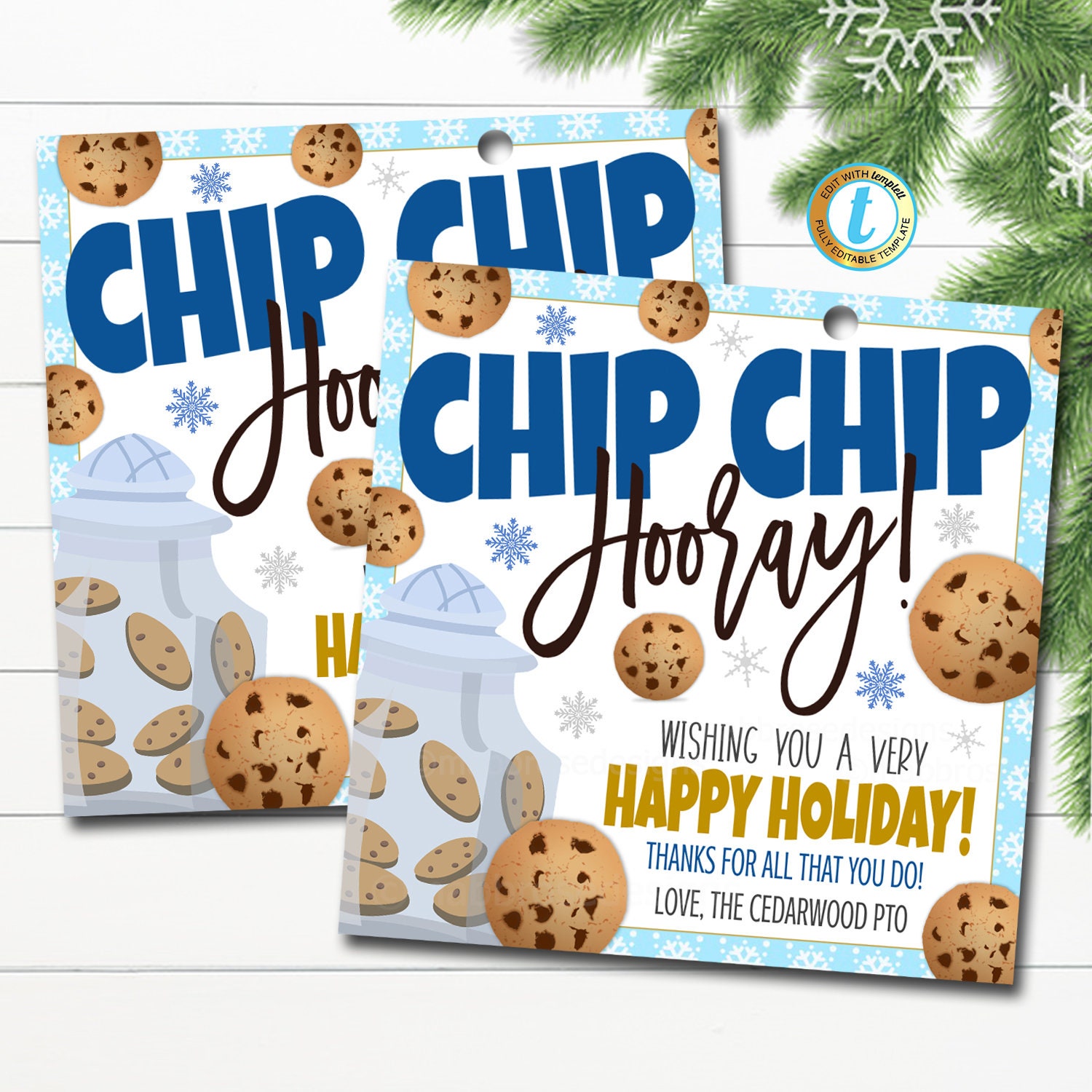 Holiday Cookie Thank You Gift Tags, Winter Appreciation Employee ...