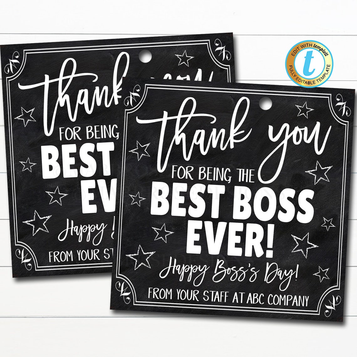 Best Boss Ever Thank You Gift Tags Company Management - Etsy