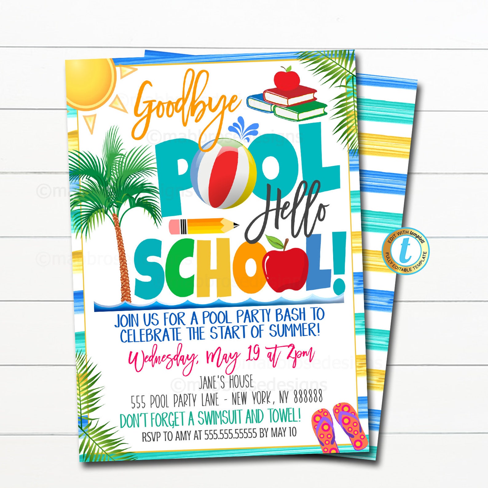 Goodbye Pool Hello School Party End of Summer Party - Etsy