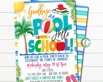 EDITABLE End of Summer Pool Party Invitation Printable - Etsy